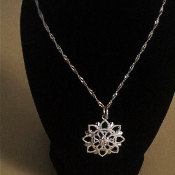 Jewelry | 925 Sterling And Silver Floral Pendant And Chain | Poshmark